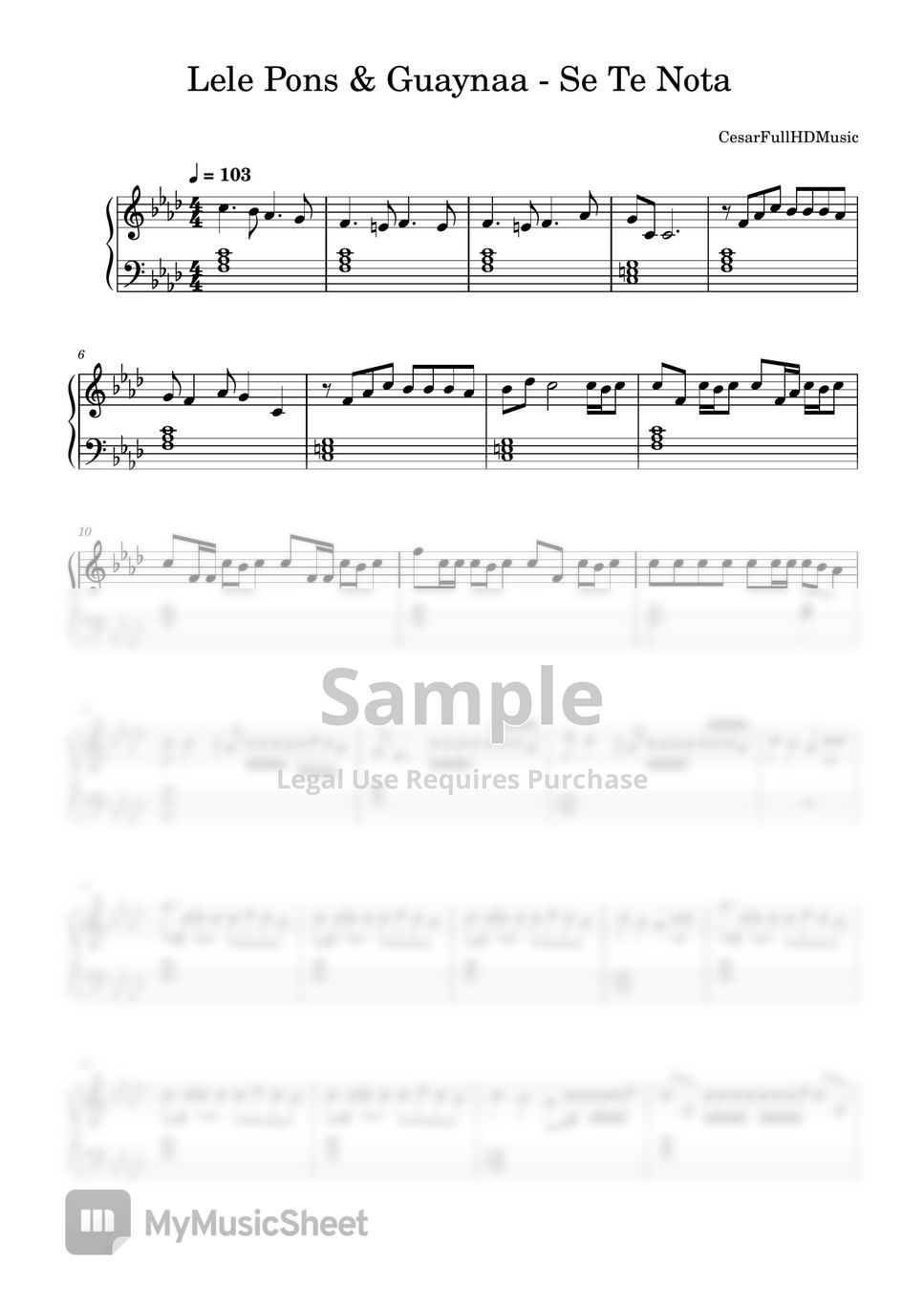 Lele Pons & Guaynaa - Se Te Nota Sheets