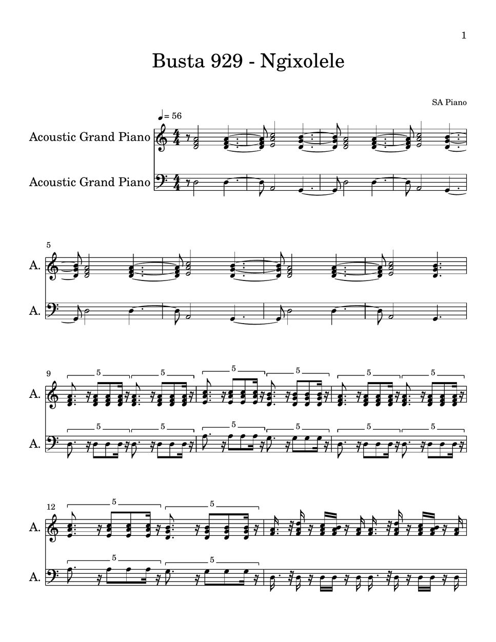 Busta 929 - Ngixolele (PIANO SHEET) Sheets by SA Piano
