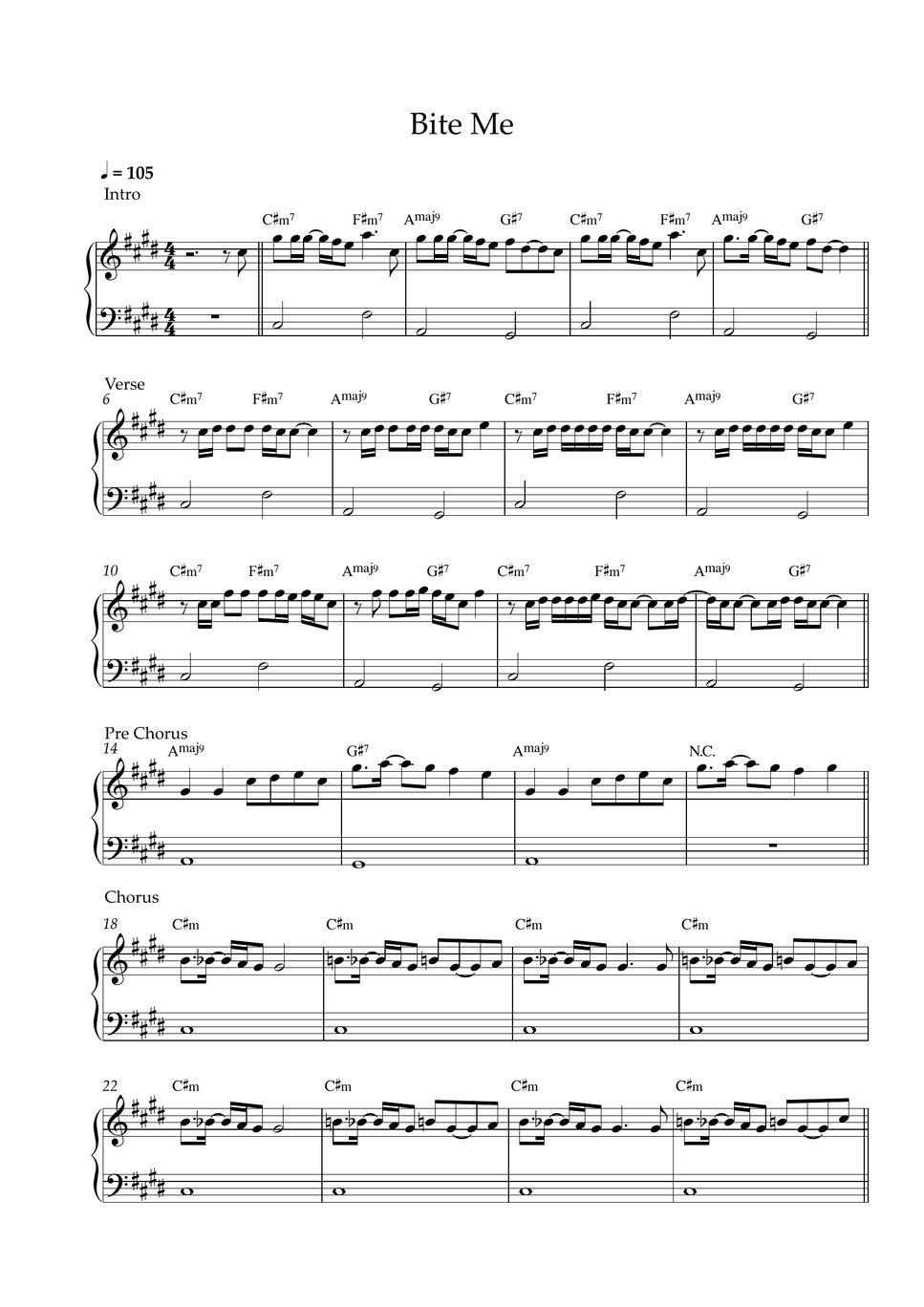 Enhypen Bite Me Easy Piano Sheet Sheets By Pianella Piano 