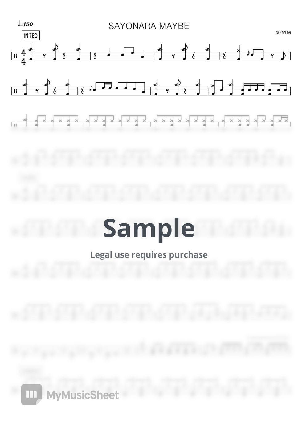 NOMELON NOMELON - sayonara maybe (SAYONARA MAYBE 드럼악보 입니다!) Sheet Music ...