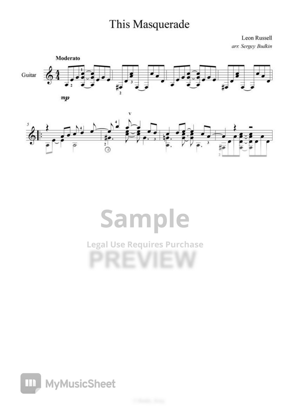 Leon Russell - This masquerade Sheet Music by Buddy_King