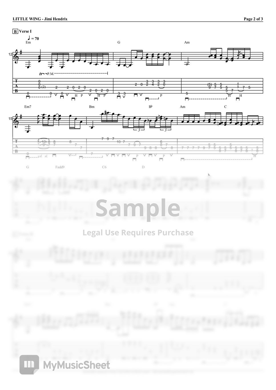 Jimi Hendrix - Little Wing Sheet Music