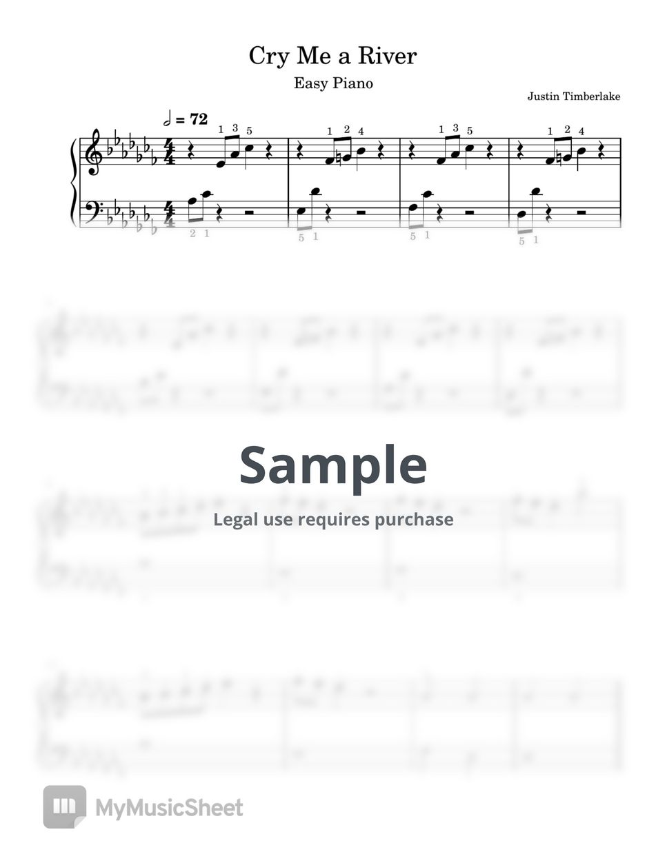 Justin Timberlake - Cry Me a River 악보 by Kristin Serrick