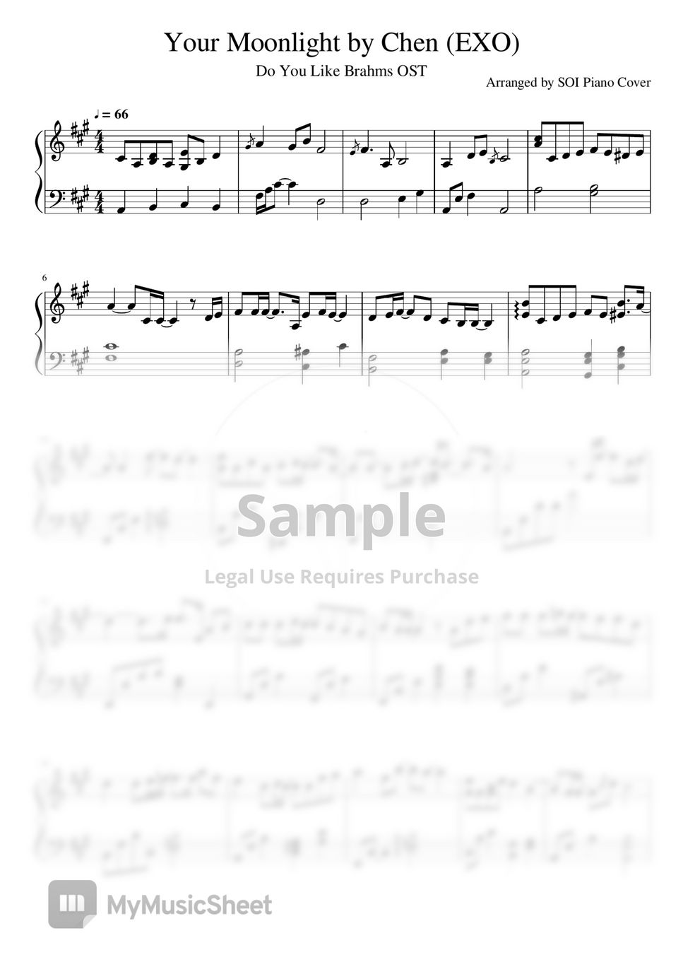 [Do You Like Brahms OST] Chen (EXO) - Your Moonlight (Solo Piano) 악보 by ...
