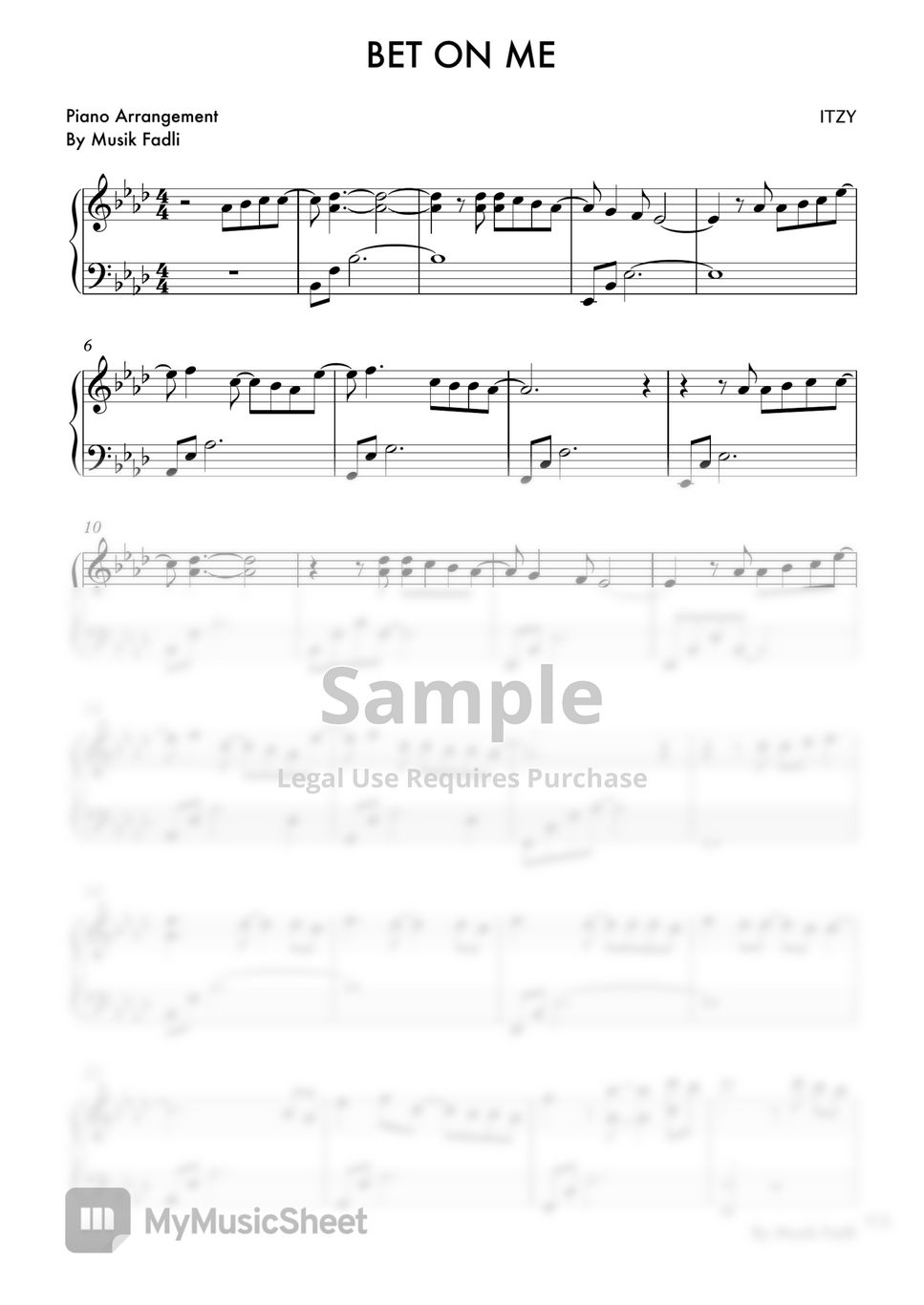 ITZY - BET ON ME 曲谱 by Musik Fadli