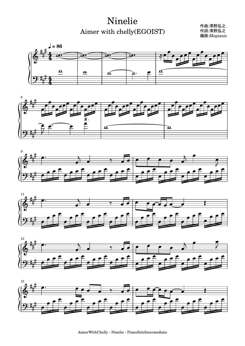 Aimer with chelly(EGOIST) - ninelie 楽譜 by Mopianic