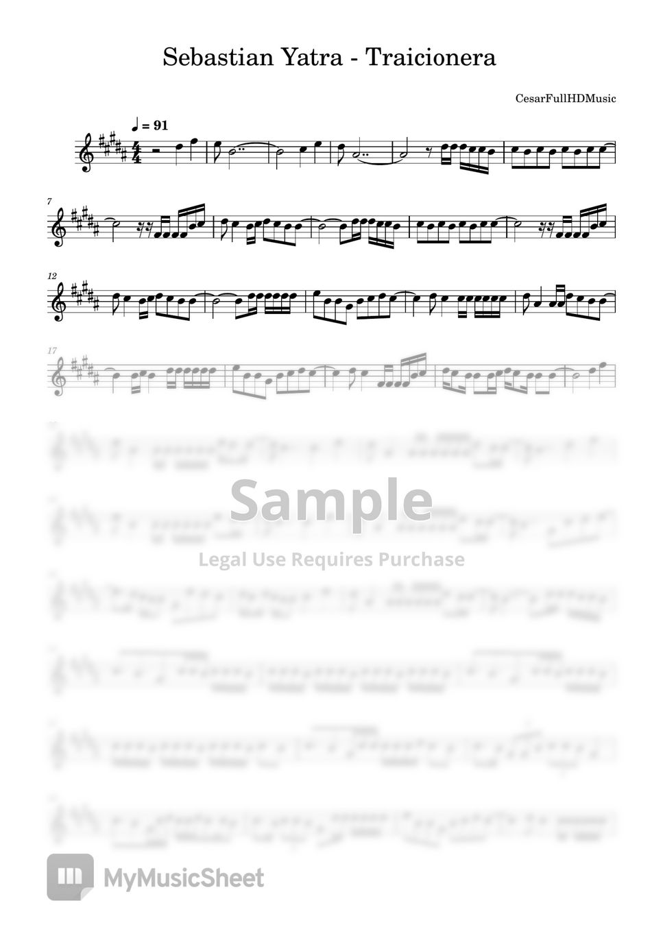 Sebastian Yatra - Traicionera Sheets
