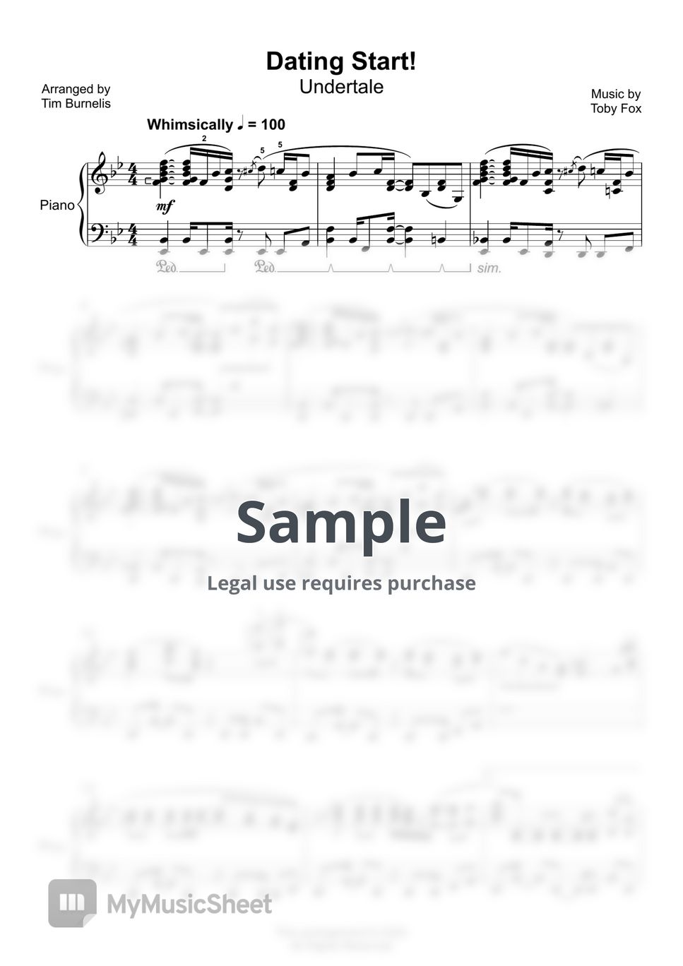 Undertale - Dating Start! Sheets by Tim Burnelis