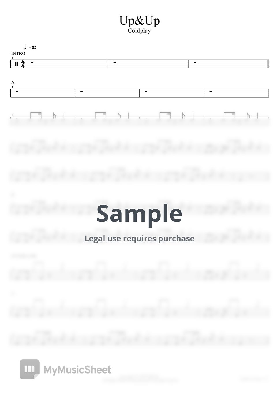 Coldplay - Up&Up Sheets by COPYDRUM