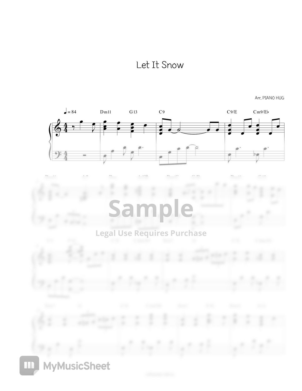 Christmas Carol🎄 - Let It Snow 악보 by Piano Hug