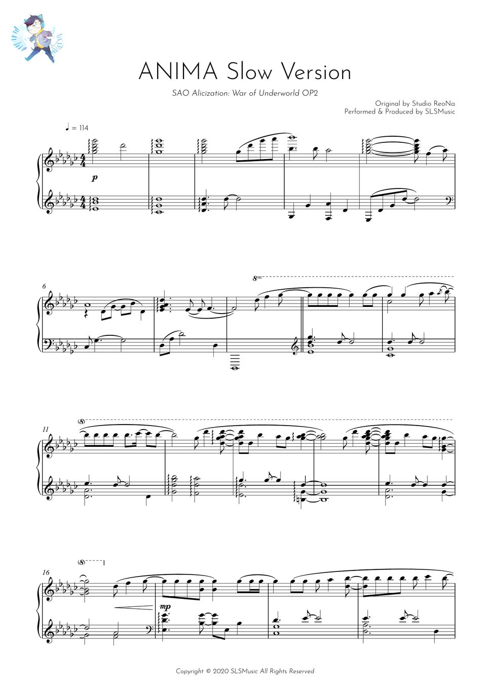 ReoNa - ANIMA Slow Ver. (Sword Art Online) Sheets by SLSMusic