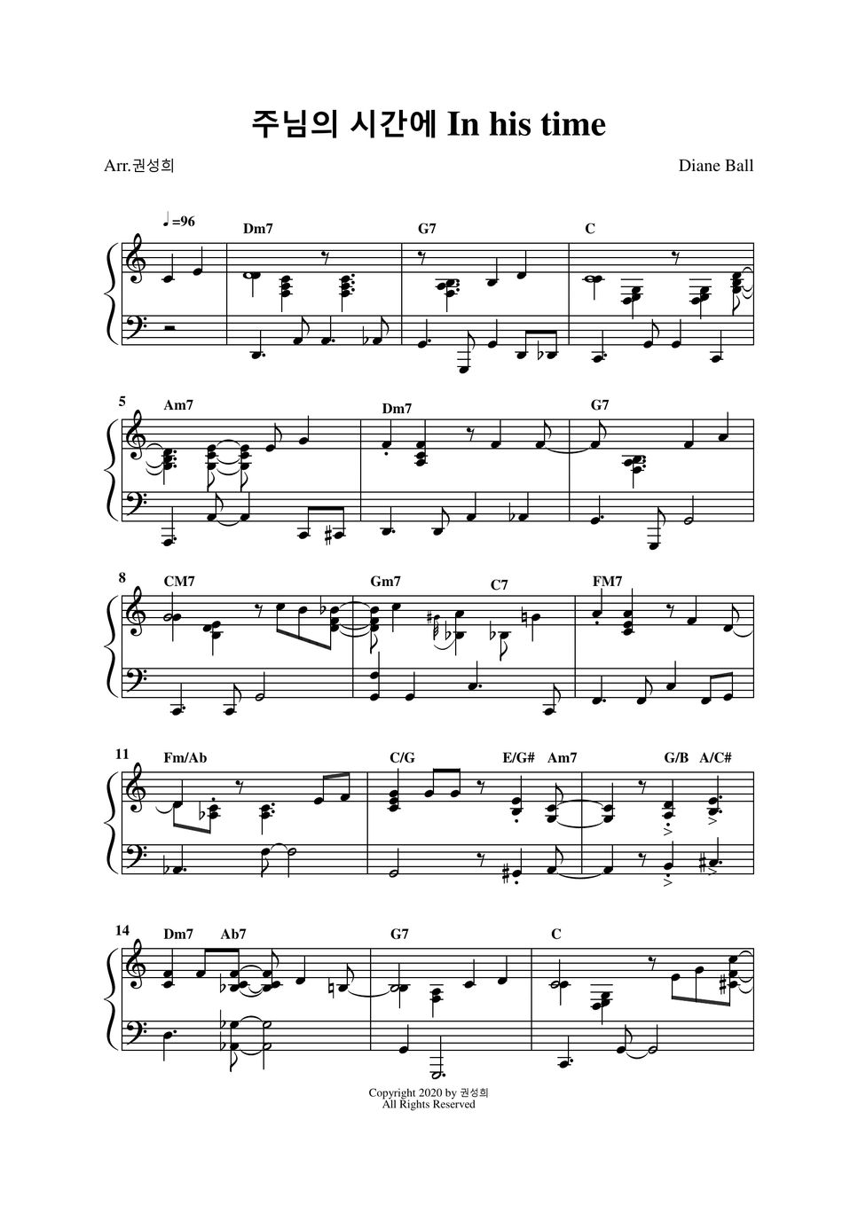 Diane Ball - In his time Bản nhạc by bestsuny