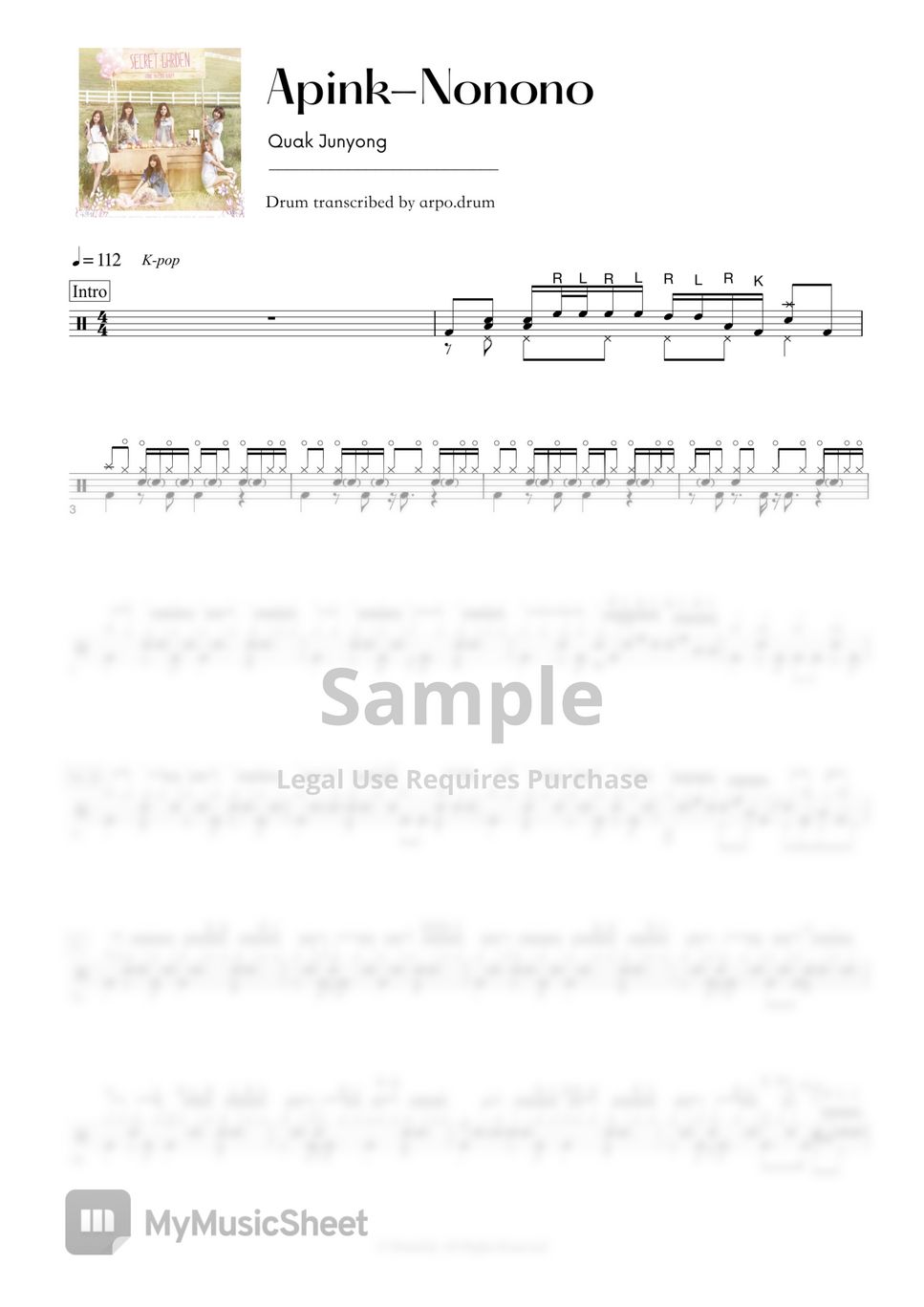 Apink - Nonono Sheet Music by Arpo.drum