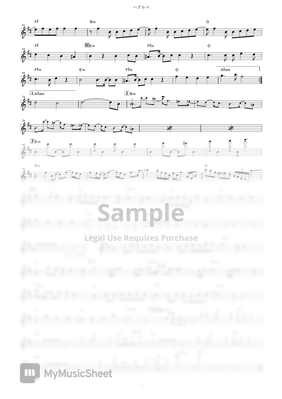 KANA-BOON - Haguruma (Le Cirque de Karakuri / in C) Sheet Music by muta-sax