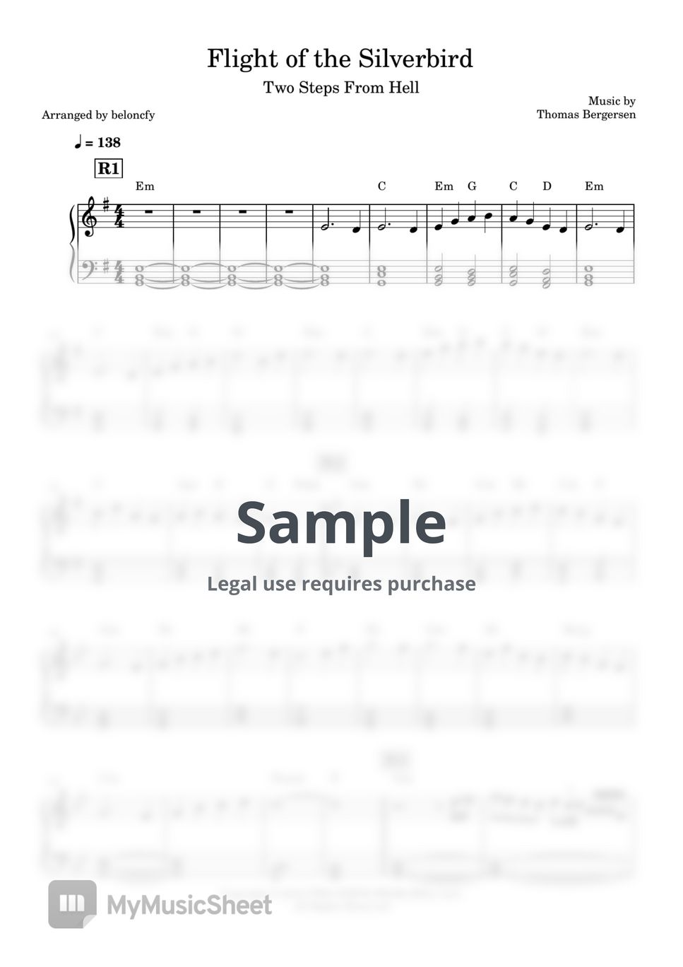 Thomas Bergersen - Flight of the Silverbird Sheet Music by beloncfy