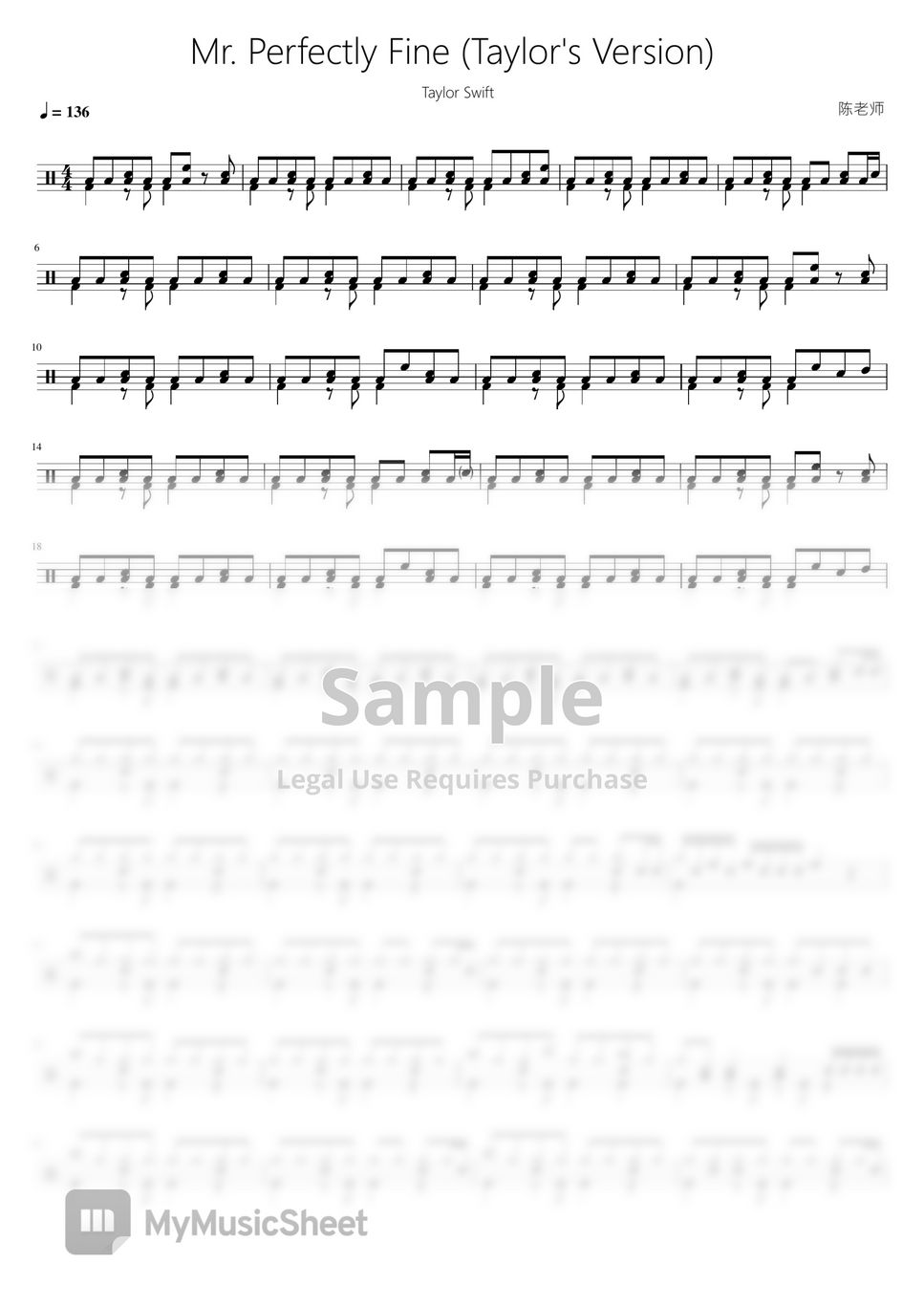 Taylor Swift - Mr Perfectly Fine Taylor's Version Sheets by 看哦爱随风