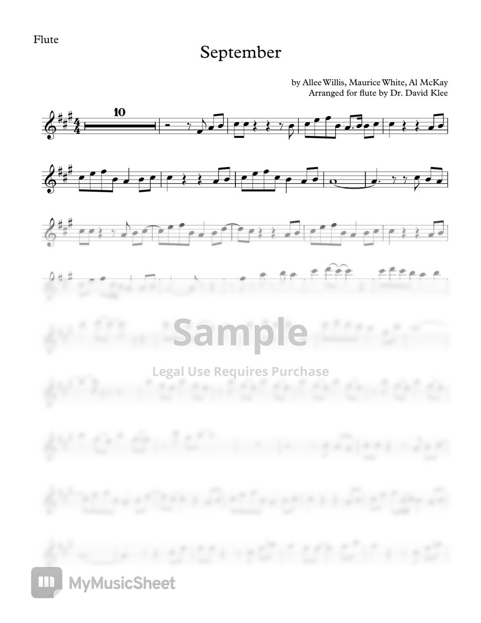 Earth, Wind, and Fire - September Flute Sheet Music PDF | Dr. David ...