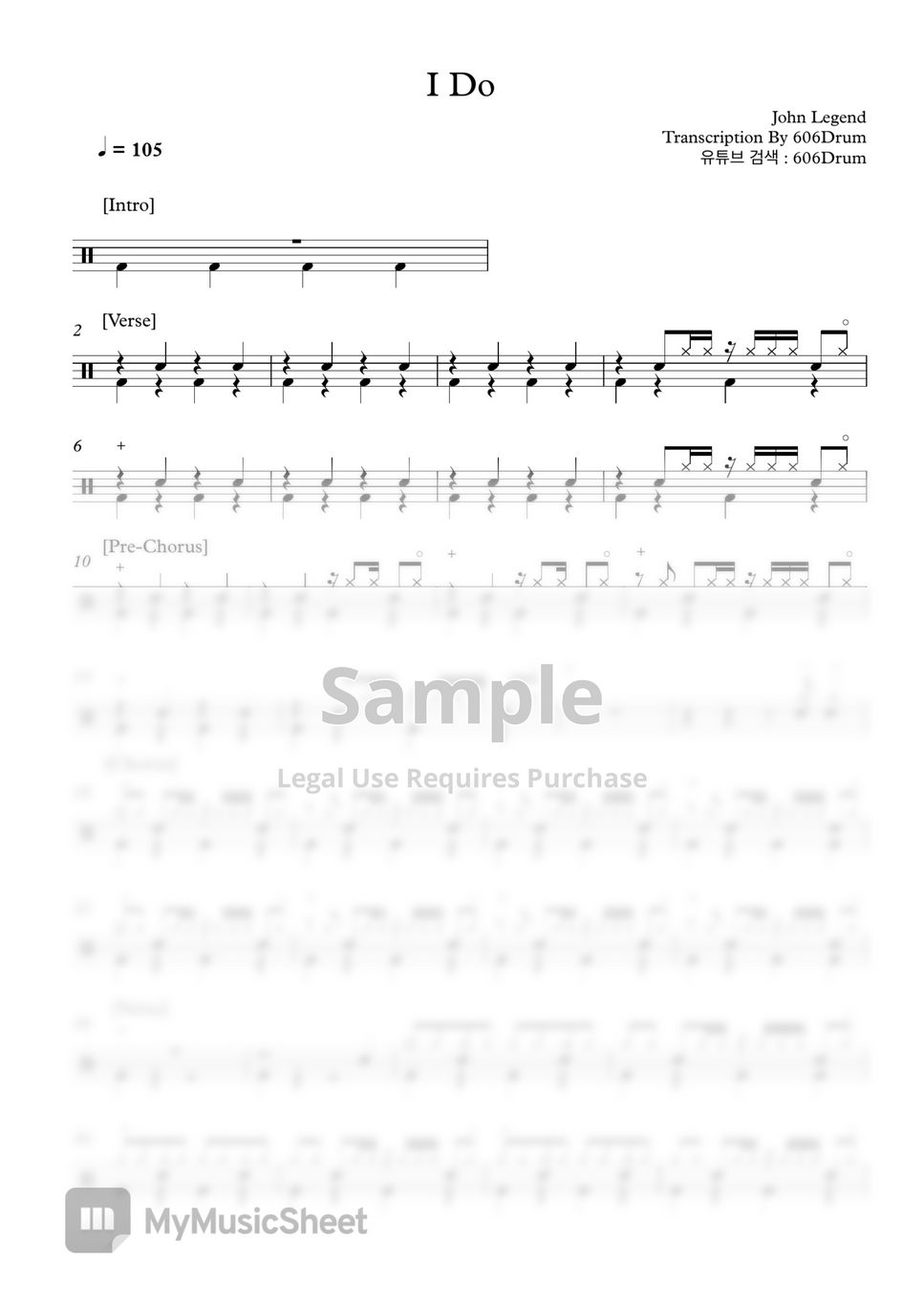 John Legend - I Do (Drum) Sheets by 606Drum