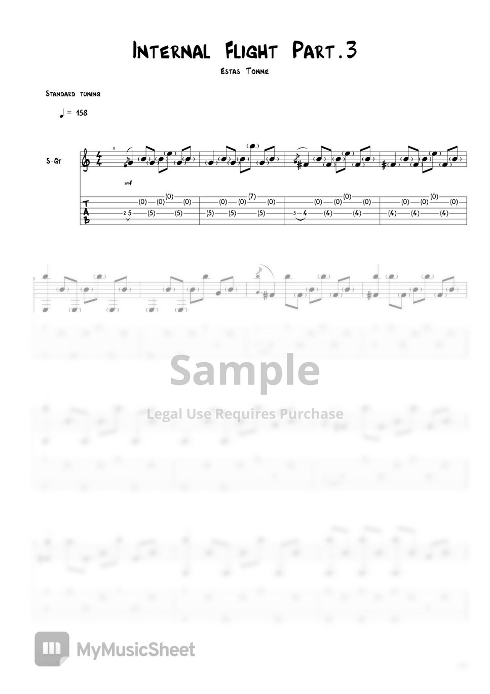 Estas Tonne - Internal Flight(Part 3) Tab + 1staff by Agape Guitar
