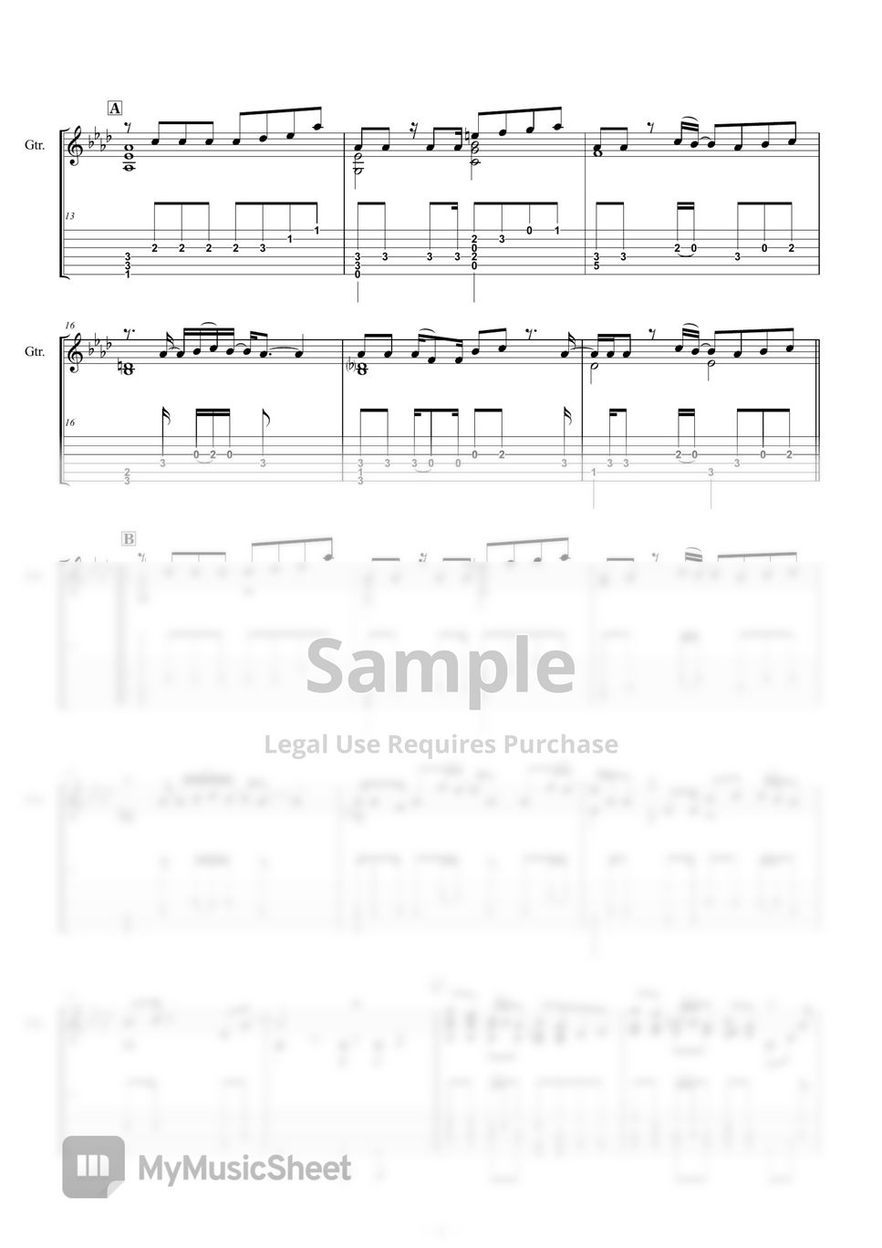 Official髭男dism - 【ソロギターTAB譜】Pretender (Official髭男dism) Sheet Music by shindome