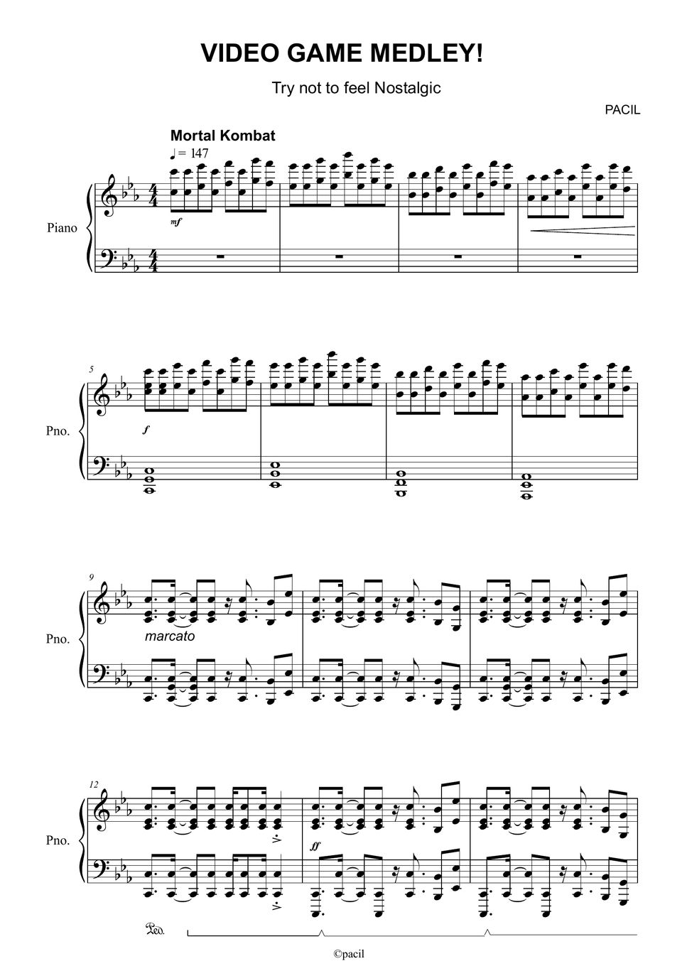 PACIL - 🕹️ Video Game Medley! - Try not to feel NOSTALGIA 악보 by PACIL