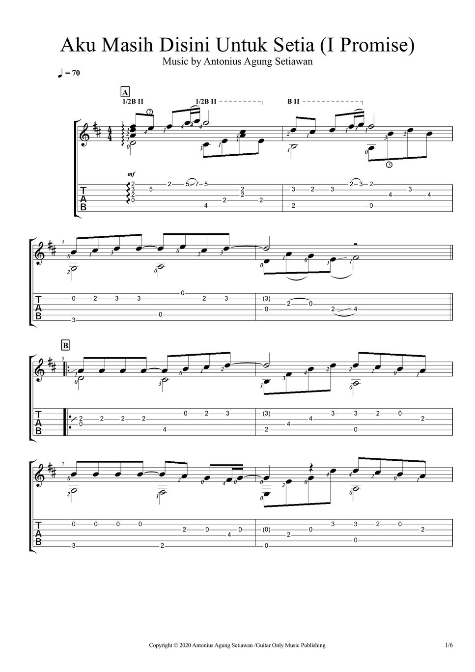 Antonius Agung Setiawan - Aku Masih Disini Untuk Setia (I Promise) 악보