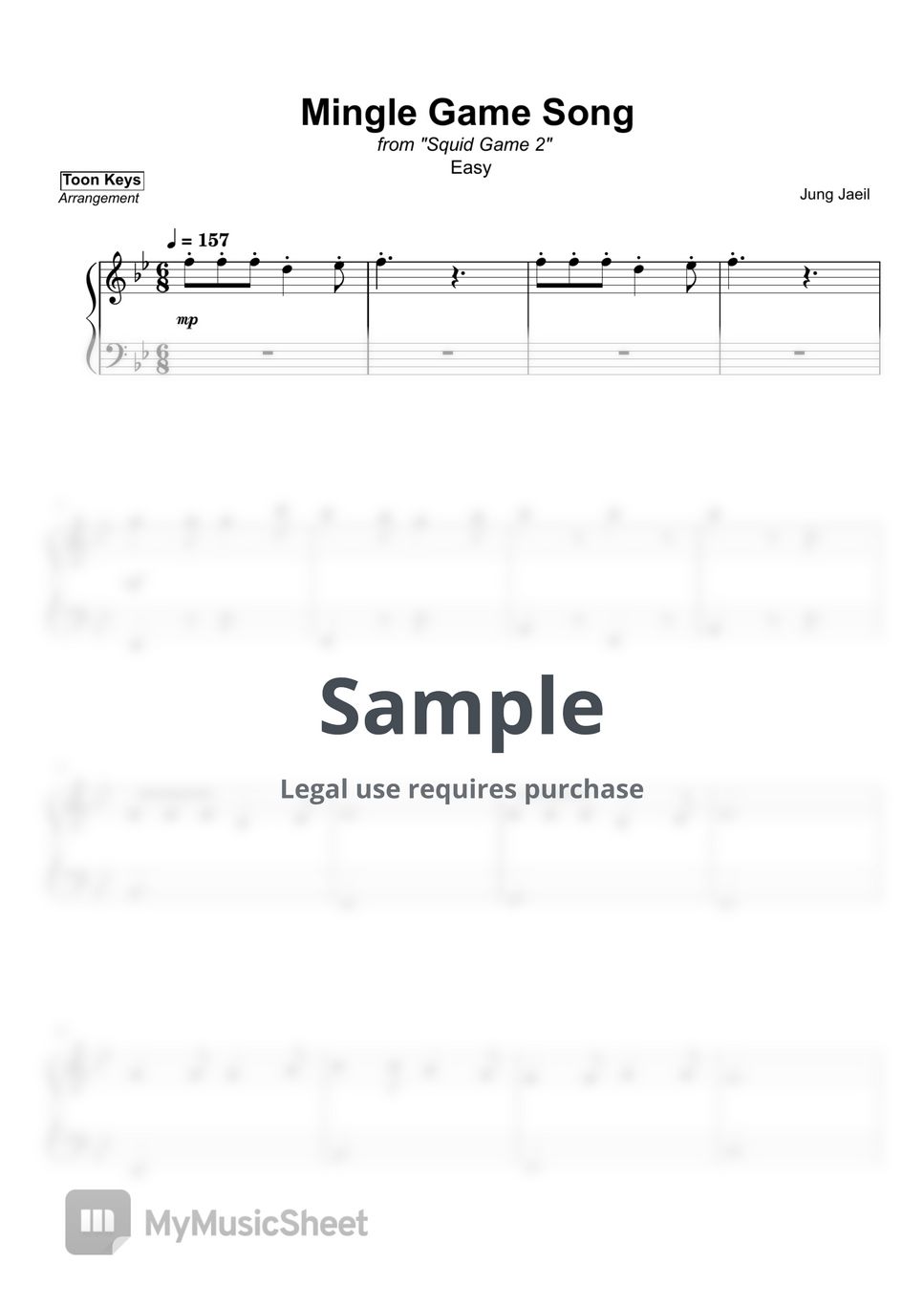 Squid Game 2 - Mingle Game Song Sheets by Toon Keys