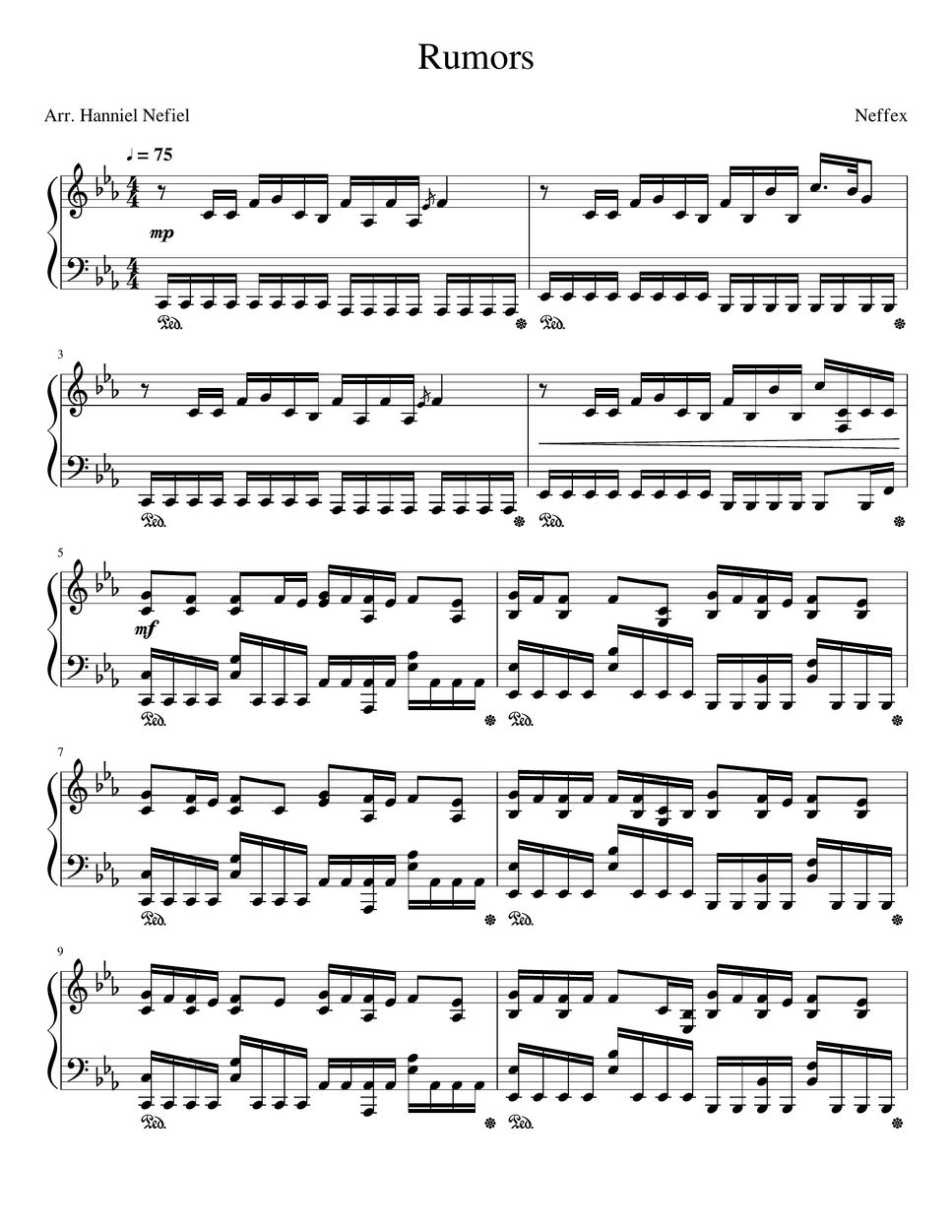 Neffex - Rumors (Piano Sheets) Sheets by Hanniel Nefiel