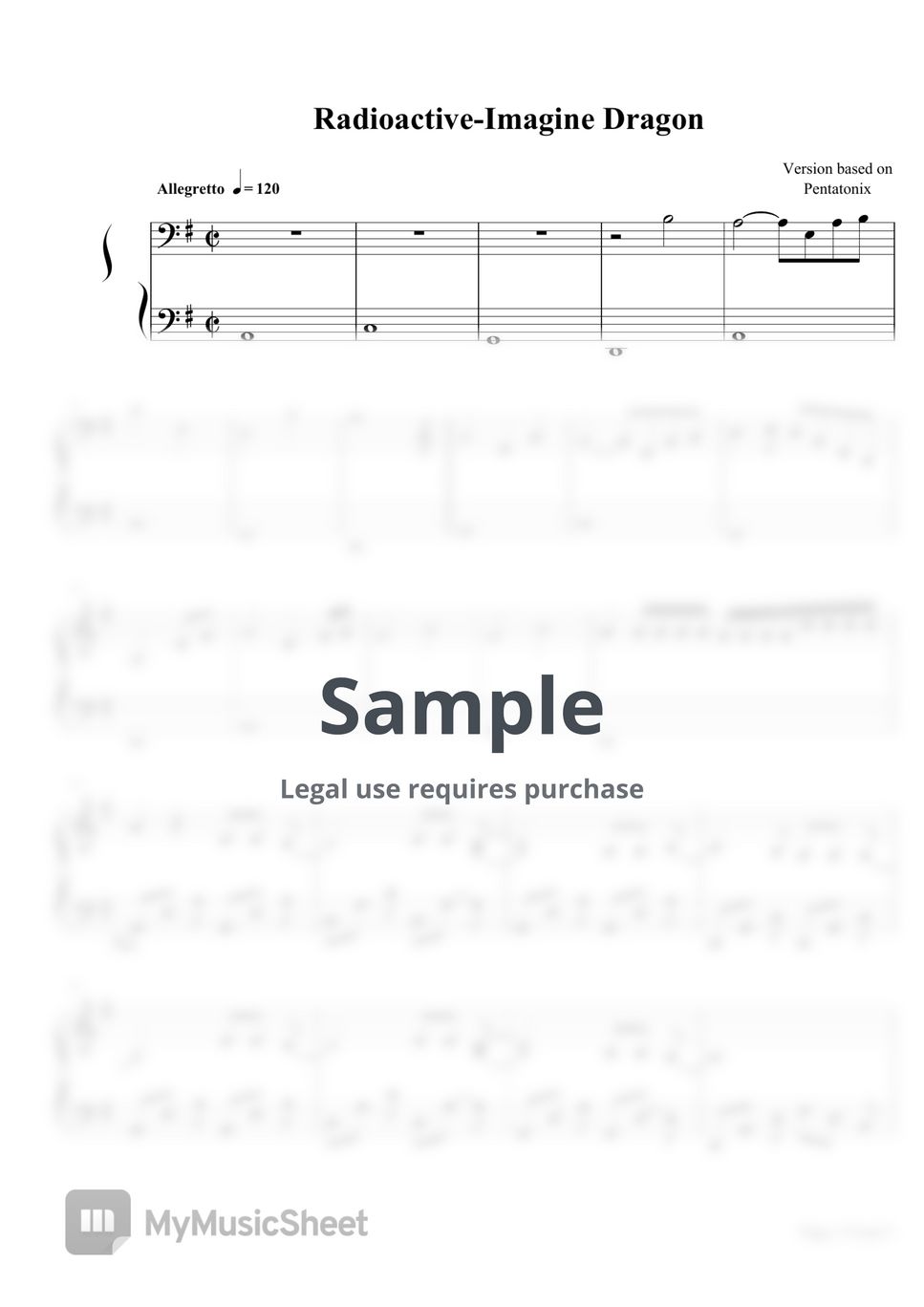 Imagine Dragon - Radioactive (Imagine Dragon) Sheet Music by Yilun