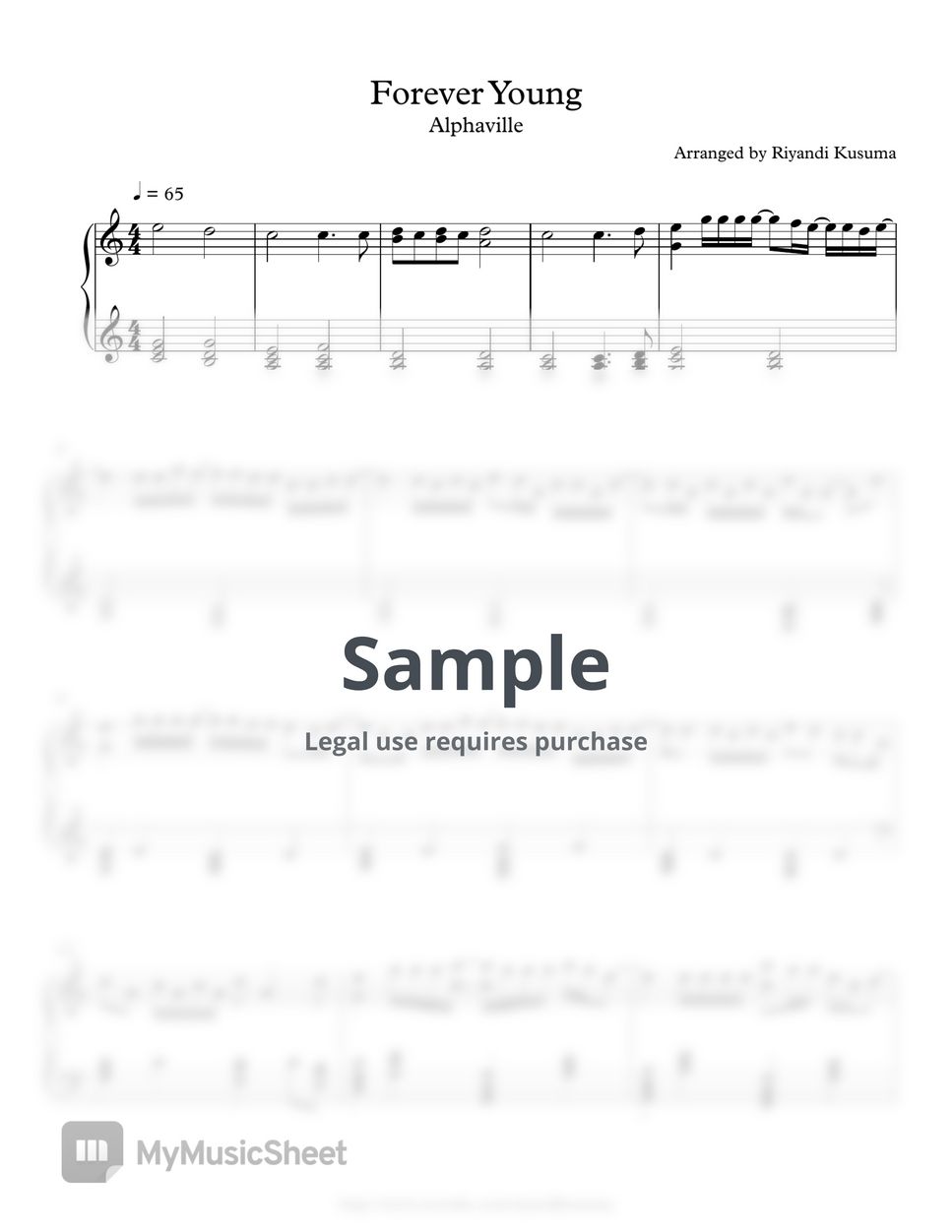 Alphaville - Forever Young Sheet Music by Riyandi Kusuma