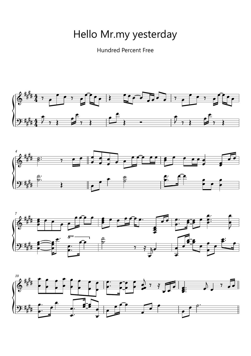 Hundred Percent Free - Hello Mr.my yesterday (Detective Conan) (Sheet ...