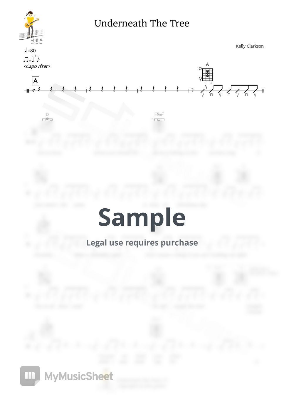 Kelly Clarkson - Underneath the tree (Guitar TAB) 악보 by 서동욱기타