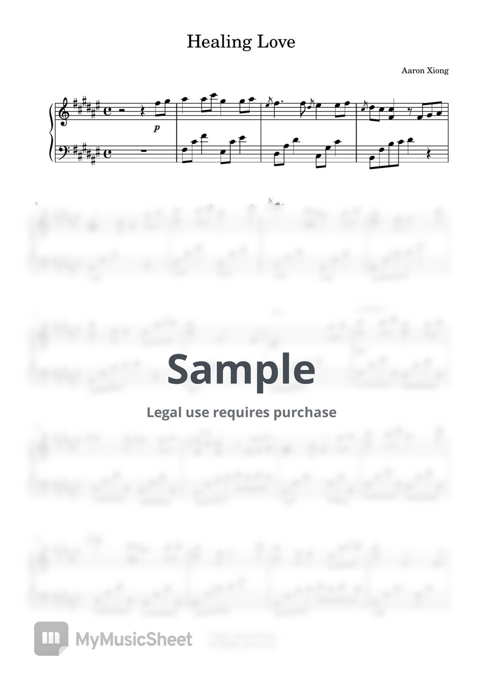 Aaron Xiong - Healing Love 楽譜 by Aaron Xiong