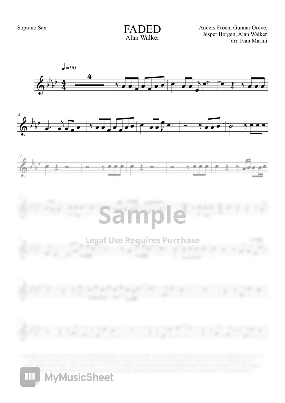 Alan Walker - Faded Sheet Music by Ivan Marini