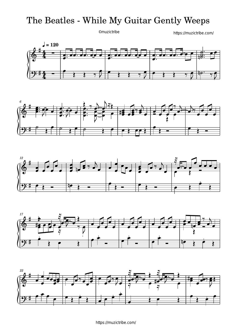The Beatles - While My Guitar Gently Weeps - MIDI + MP3 Sheets by ...