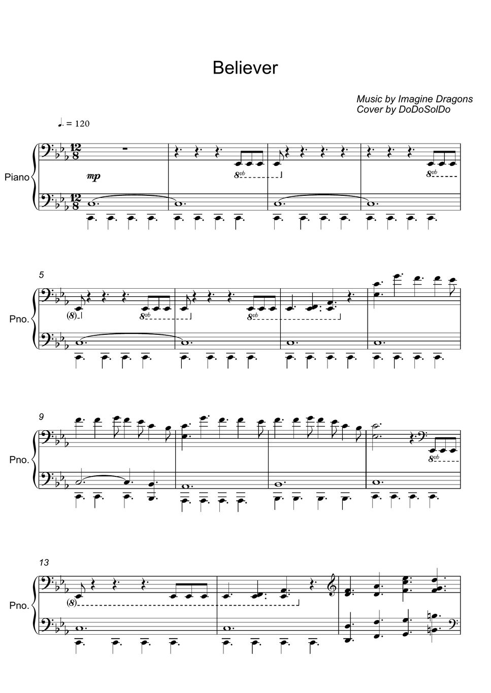 Imagine Dragons - Believer Sheet by DoDoSolDo