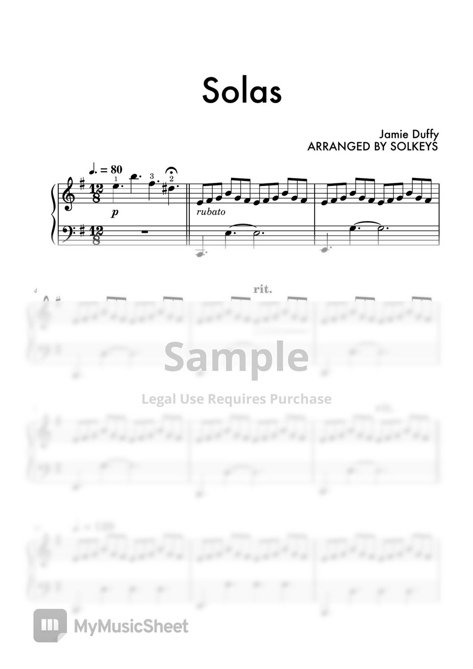 Jamie Duffy - Solas 楽譜 by SolKeys