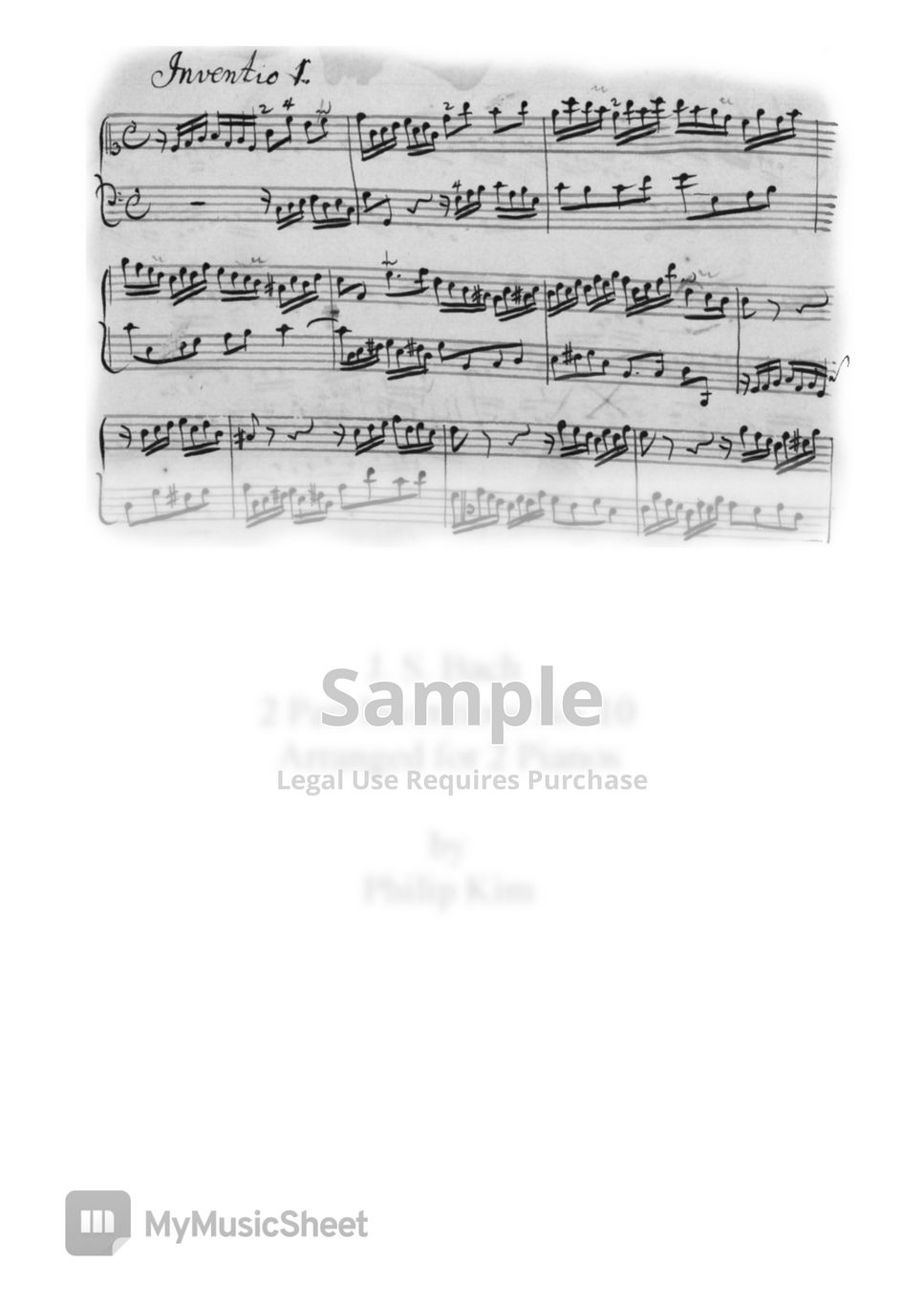 J. S. Bach - Bach 2 Part Inventions No. 10 for 2 pianos 악보 by Philip Kim