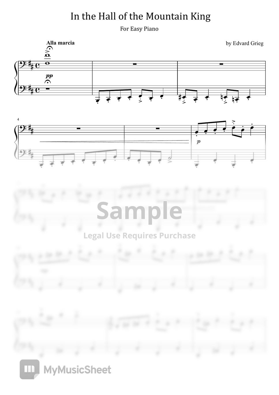 Edvard Grieg - In The Hall Of The Mountain King (For Easy Piano) Sheets ...