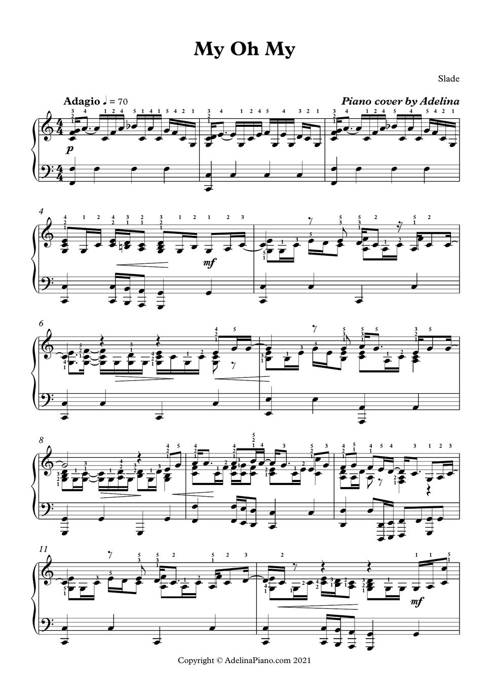 Slade - My Oh My Sheets by Adelina Piano