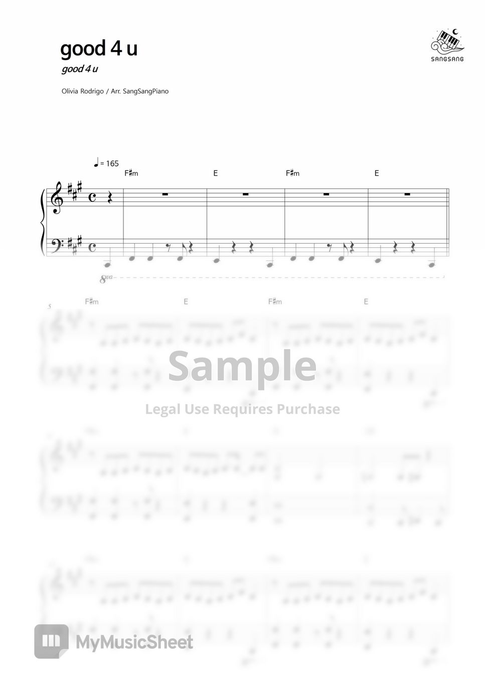 Olivia Rodrigo - good 4 u Sheet Music by SangSangPiano
