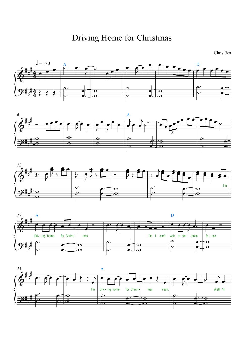 Chris Rea - Driving Home for Christmas (Accurate easy version with ...