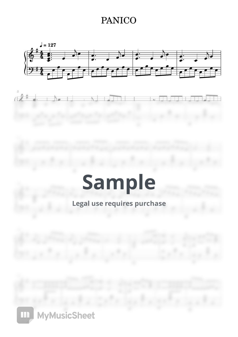 Lazza - Panico (G Major, 127 BPM) Sheets by Alberto Rinaldi Piano Covers