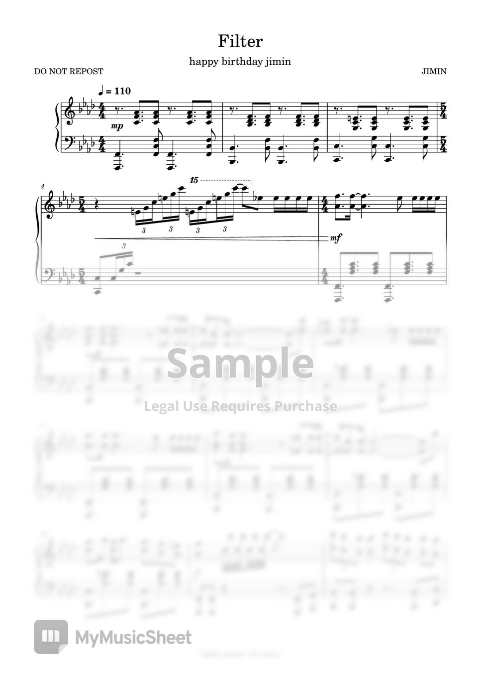 BTS (방탄 소년단) - Filter Sheets by tk music