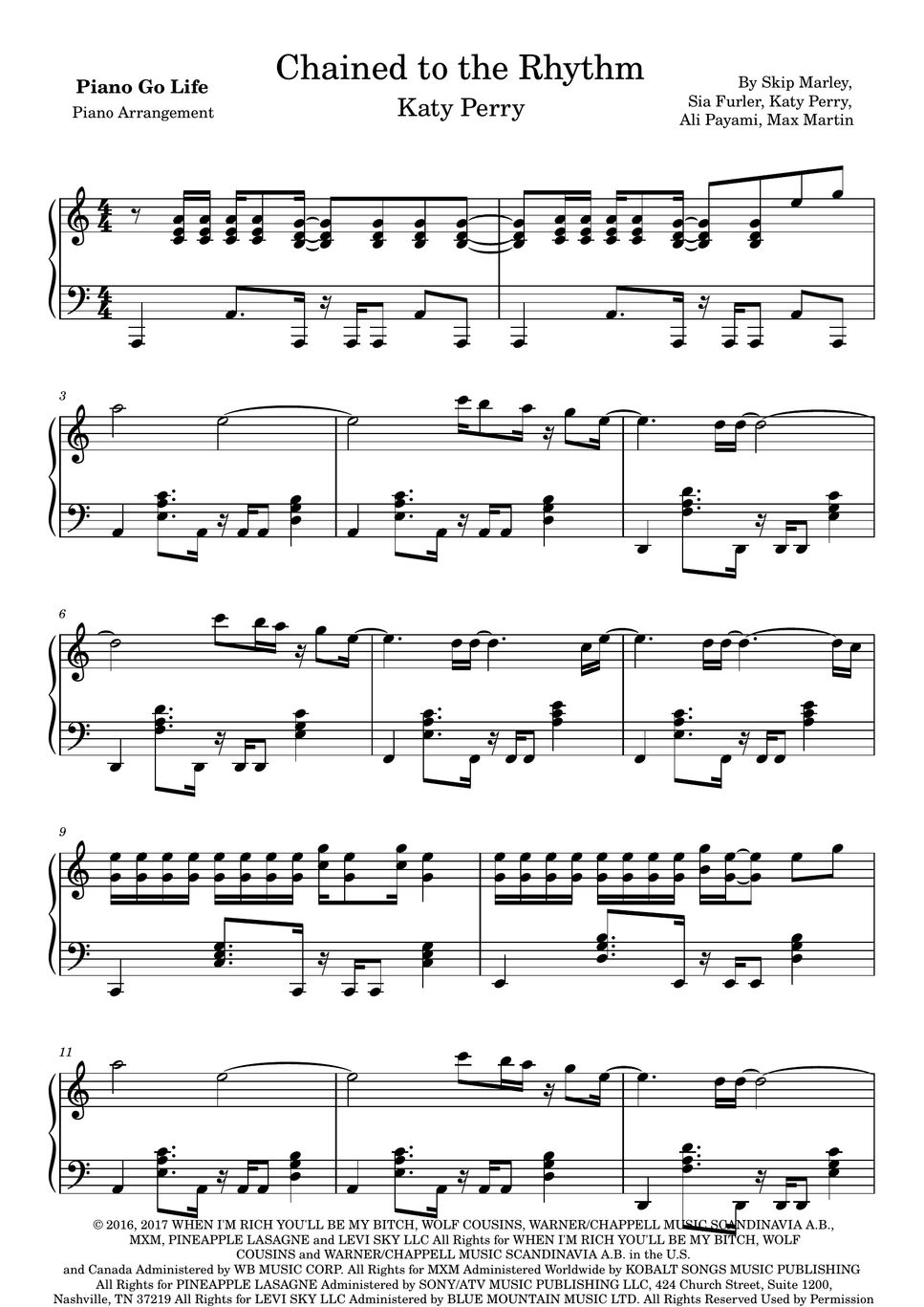 Katy Perry Chained To The Rhythm 楽譜 By Piano Go Life