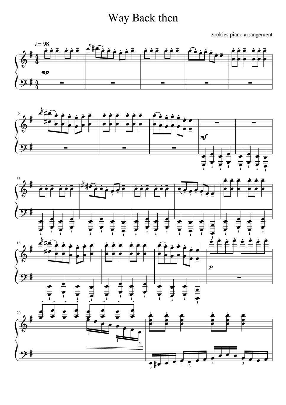 jung jaeil - Way Back then Sheet by Zookiespiano