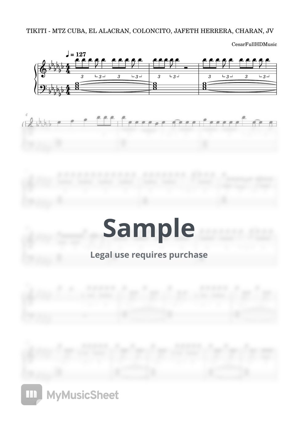 MTZ CUBA, EL ALACRAN, COLONCITO, JAFETH HERRERA, CHARAN, JV - TIKITI 악보