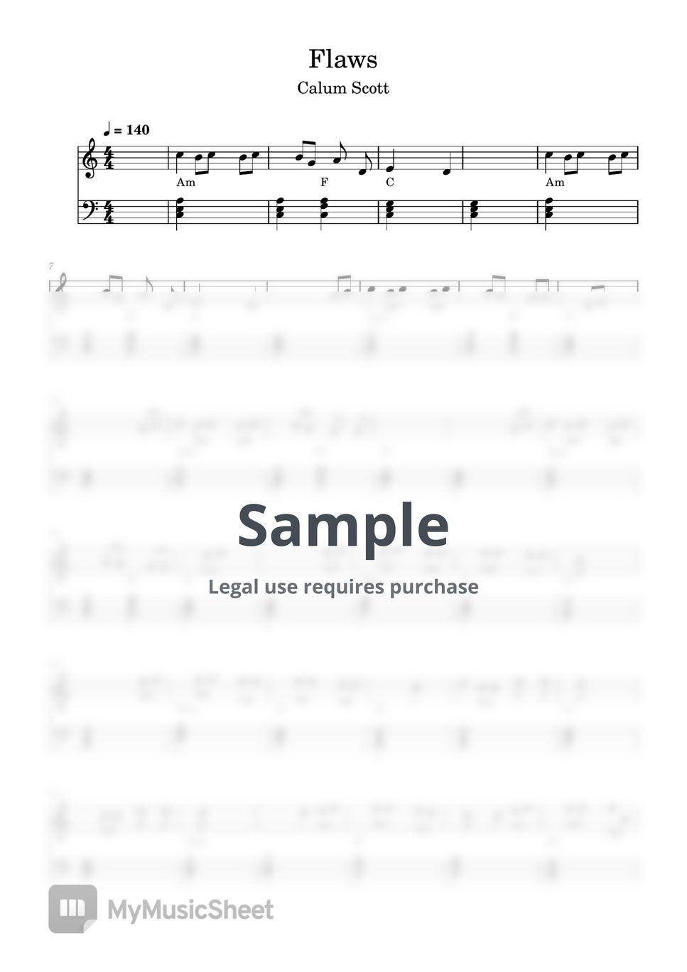 Calum Scott - Flaws Sheet Music by Will Adagio