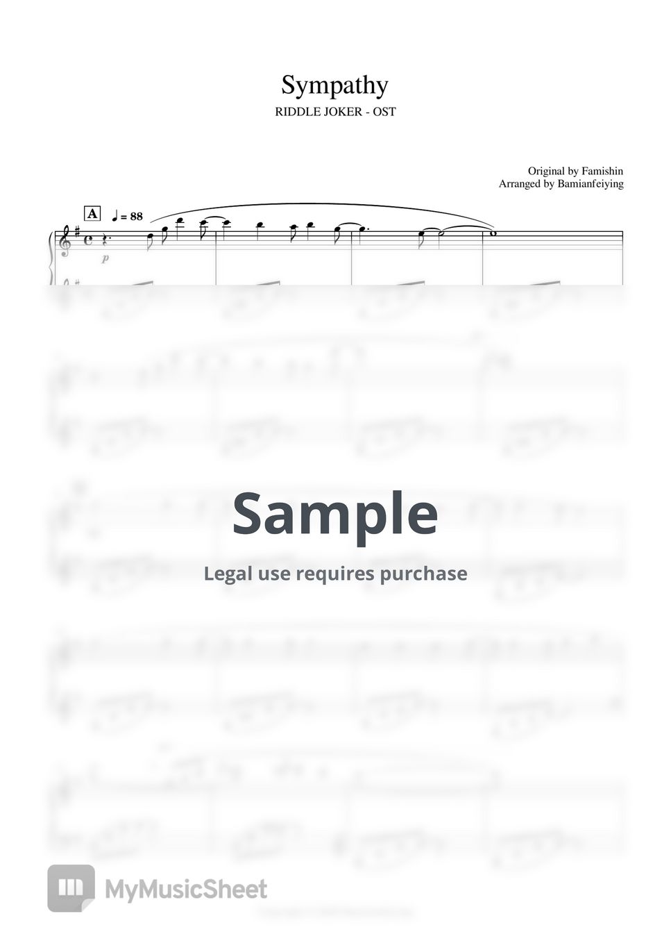 Famishin - Sympathy Sheet Music by Bamianfeiying