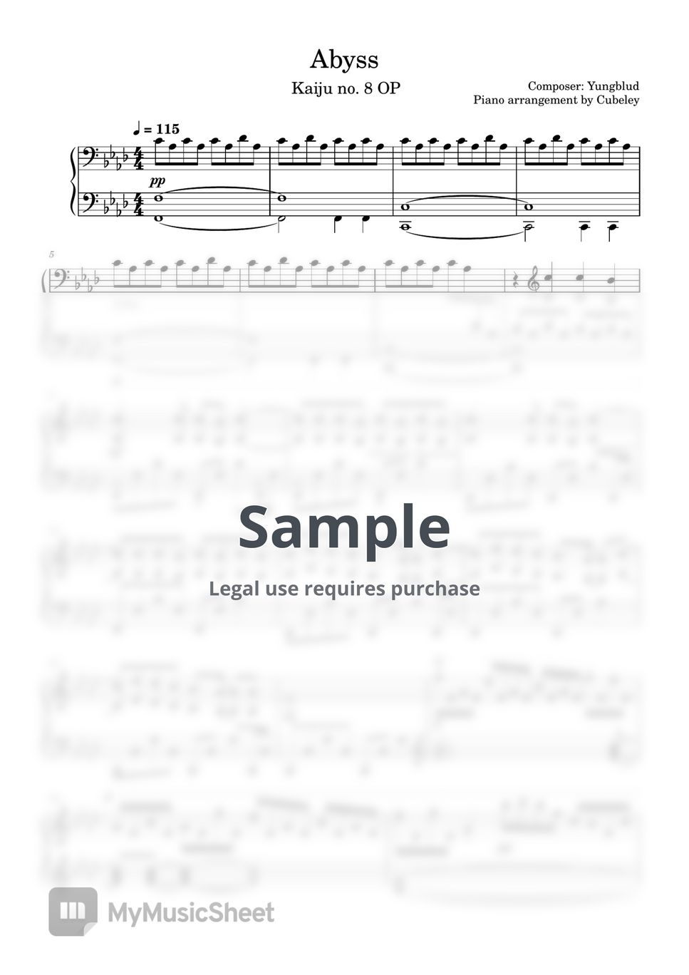 Yungblud - Abyss - Kaiju no. 8 OP 악보 by Cubeley